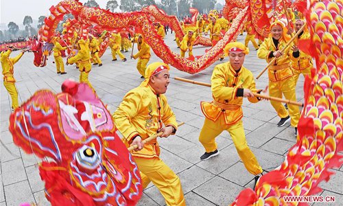 Dragon dance, lion dance performed on 1st day of Chinese New Year ...
