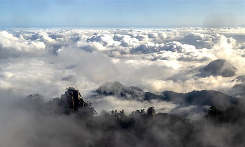 Clouds seen after rain on Huangshan Mountain in China's Anhui - Global Times