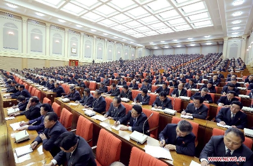DPRK leader Kim Jong-un speaks in plenary meeting of Central Committee ...