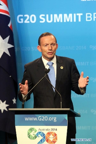 Australia's PM attends press conference of G20 Summit in Brisbane ...