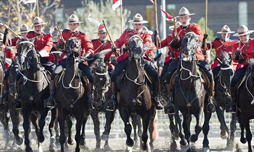 Royal Canadian Mounted Police perform traditional Music Ride - Global Times