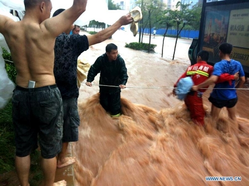 Rainstorm-triggered natural disasters hit parts of China - Global Times