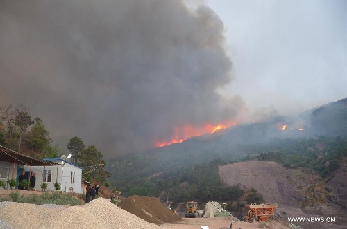 Firefighters battle forest fire in SW China - Global Times