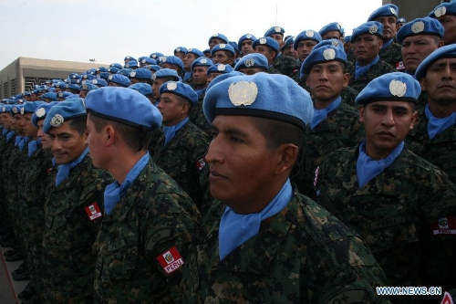 Peruvian Blue Beret attend farewell ceremony before leaving for Haiti ...
