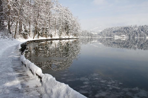 Heavy snowfall shrouds beautiful Lake Bled in NW Slovenia - Global Times