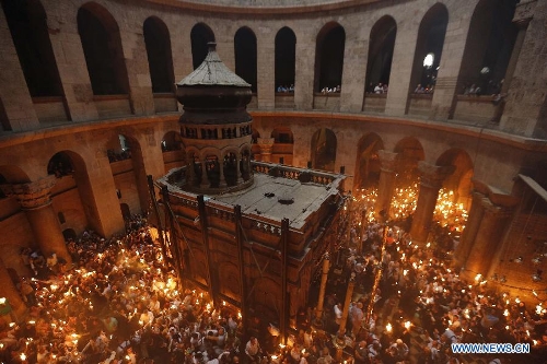 Ceremony of Holy Fire held in Jerusalem's Old City - Global Times