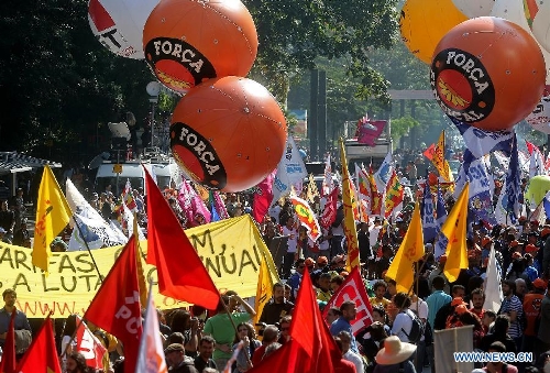 Brazilian demonstrators demand better working conditions, public ...