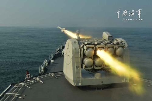 HHQ7 anti-aircraft missiles lauched in North Sea Fleet's training ...