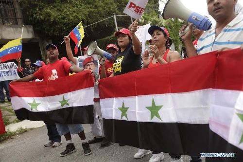 Venezuelan residents demonstrate in support of Syria - Global Times