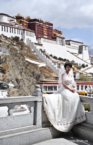 Wedding photos taken in front of Potala Palace - Global Times