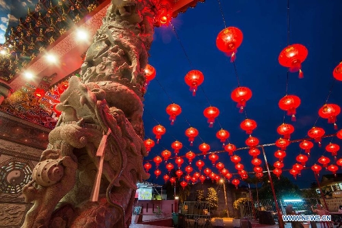 Red lanterns hung for upcoming Chinese Spring festival in Malaysia ...