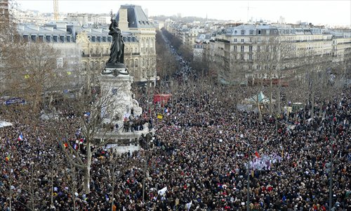 Paris march to honor victims - Global Times