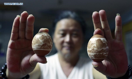 Egg carvings by artist Chen Huaming - Global Times