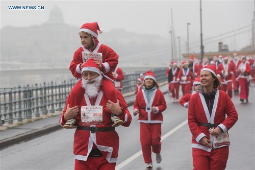 2nd Santa Run held in Budapest - Global Times