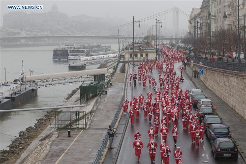2nd Santa Run held in Budapest - Global Times