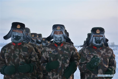 Chinese frontier soldiers train under extreme cold weather - Global Times