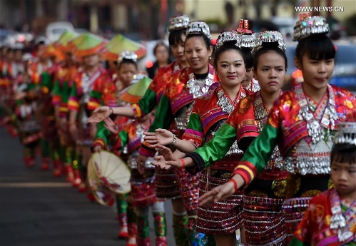 Huayao Dai ethnic people celebrate "Huajie" festival in SW China ...
