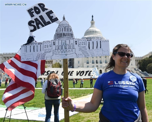 US activists protest against big money in politics on Capitol Hill ...