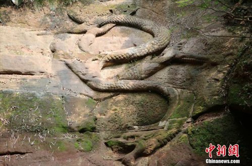 Thousand-year-old stone dragon meets visitors in Sichuan province ...