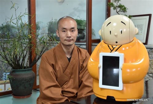 Cartoon character Monk Xian'er of Longquan Monastery in Beijing ...