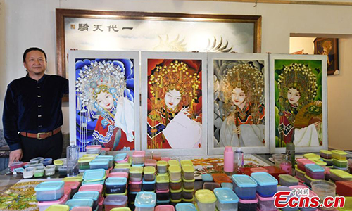 Folk artist uses 20-meter-long wire to draw Four Great Beauties ...