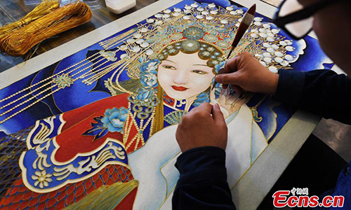 Folk artist uses 20-meter-long wire to draw Four Great Beauties ...
