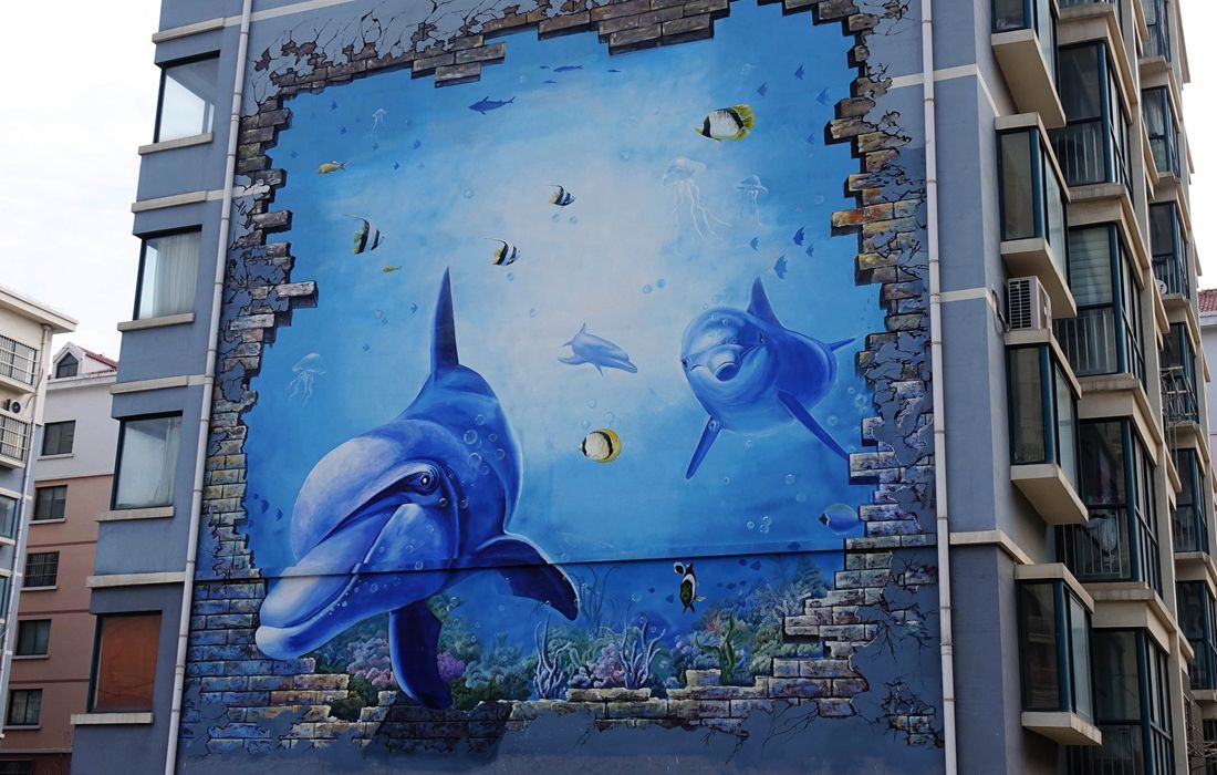 Massive murals of sharks, dolphins make a splash at Chinese fishing ...