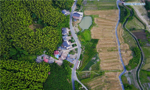 Aerial view of Liutang Village of Anji City, E China's Zhejiang ...