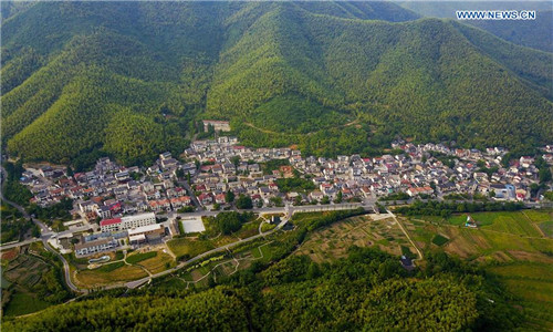 Aerial view of Liutang Village of Anji City, E China's Zhejiang ...