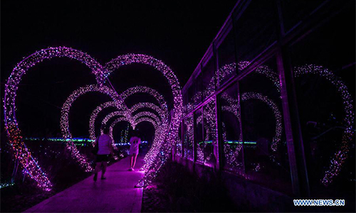 Scenery of night scene with lighting system in Hesilu, China's Zhejiang ...