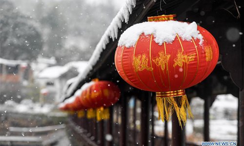 Beautiful snowfall scenery in Sanjiangkou village, E China's Zhejiang ...