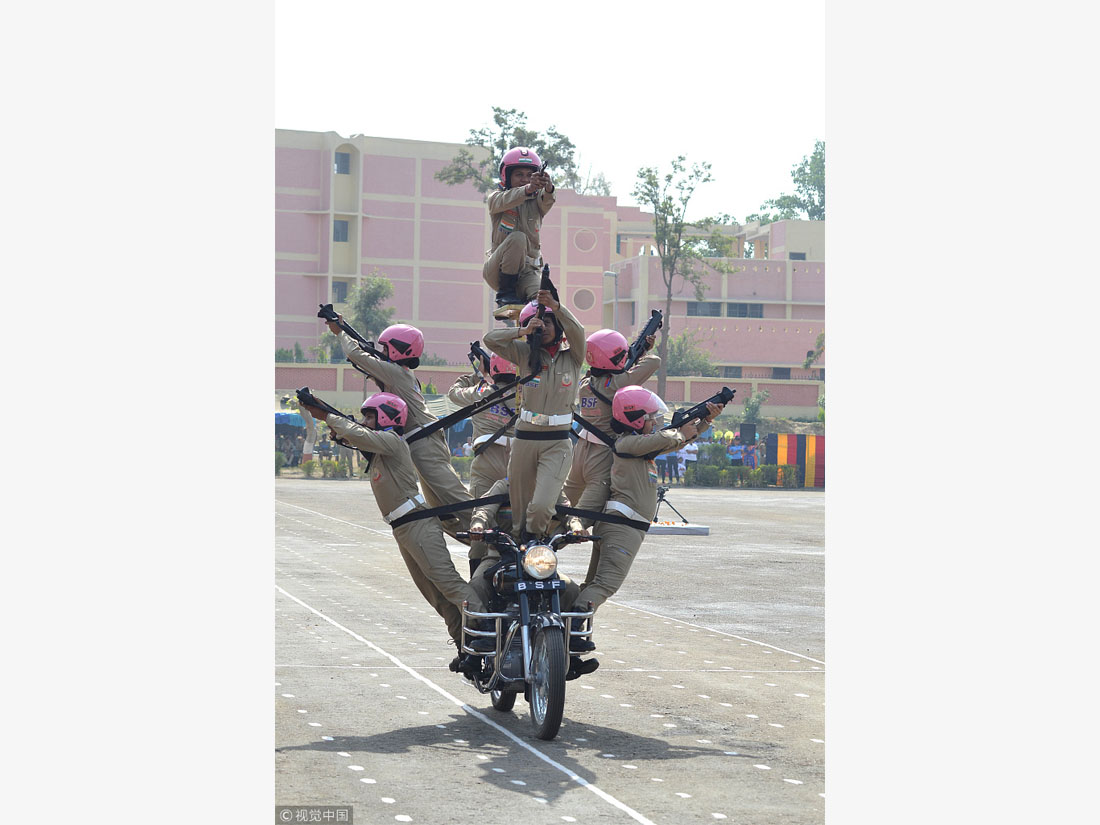 The female constables of the Indian Border Security Force perform ...