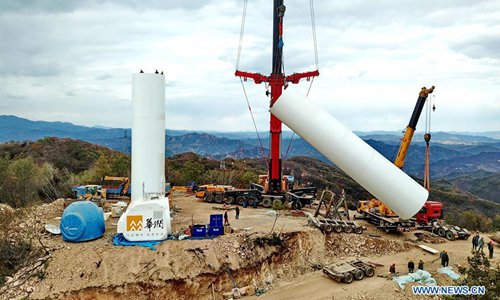 New wind power project under construction in north China's Hebei ...