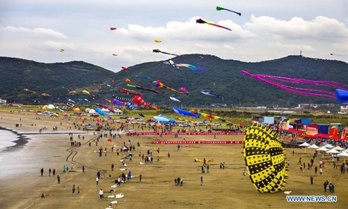 Kite flying contest held in China's Zhejiang - Global Times