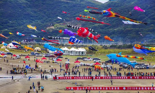 Kite flying contest held in China's Zhejiang - Global Times