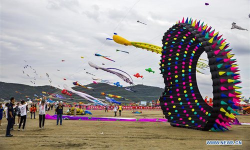 Kite flying contest held in China's Zhejiang - Global Times