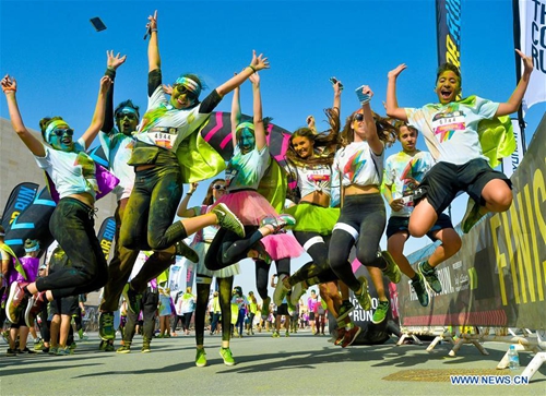 People participated in Color Run in Doha, Qatar - Global Times