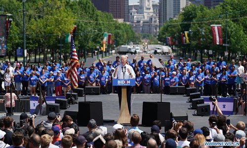 Biden holds kick-off rally for 2020 US presidential campaign - Global Times
