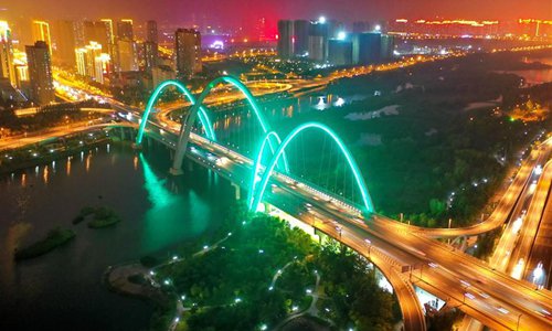 Night view of bridges in Taiyuan, N China's Shanxi - Global Times