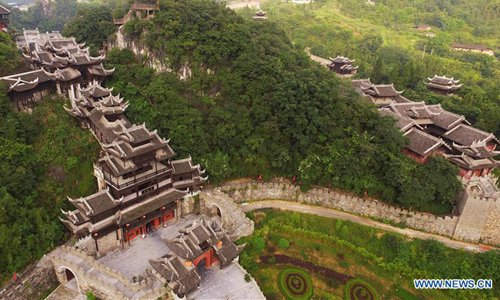 Aerial photos of Chiyou Jiuli Town scenic spot in SW China's Chongqing ...