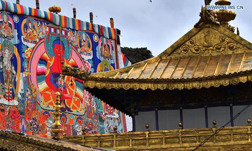 Thangka display ritual held at Tashilhunpo Monastery in Xigaze, China's ...