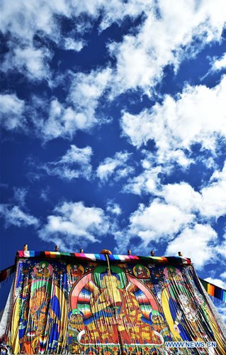 Thangka display ritual held at Tashilhunpo Monastery in Tibet - Global ...