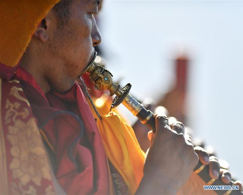 Thangka display ritual held at Tashilhunpo Monastery in Tibet - Global ...