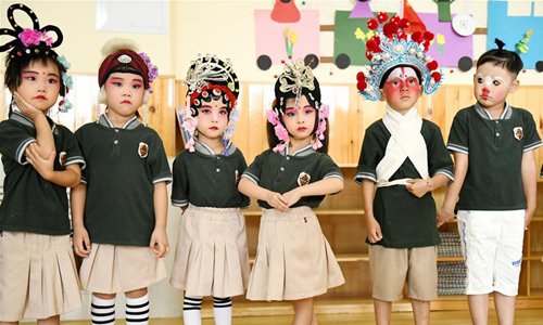 Kids dressed up to perform local opera in kindergarten in N China's ...