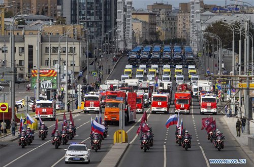 Municipal service vehicles take part in parade in Moscow, Russia ...