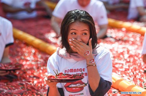 Highlights of chili eating competition in Hangzhou, E China's Zhejiang ...