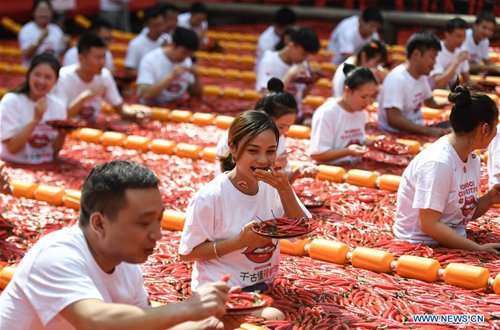 Highlights of chili eating competition in Hangzhou, E China's Zhejiang ...