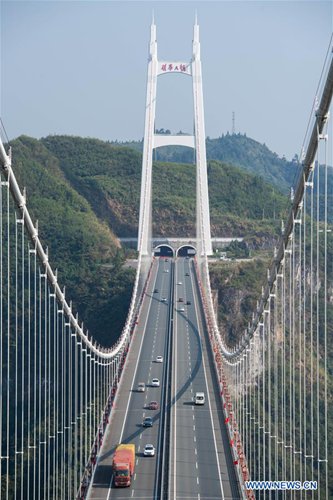 View of Aizhai suspension bridge in Xiangxi, central China's Hunan ...