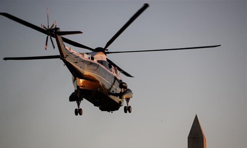Trump leaves White House by Marine One - Global Times