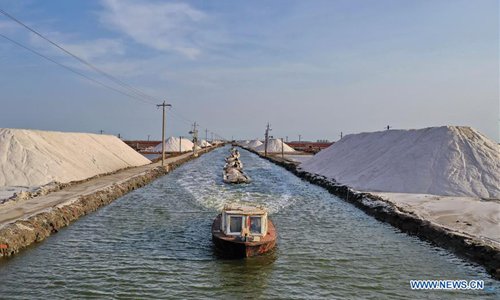Autumn harvest of salt pan in Caofeidian District of Tangshan enters ...